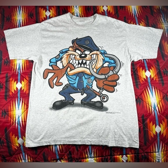Warner Bros. | Shirts | Vintage 994 Looney Tunes Taz Policeman Tshirt ...